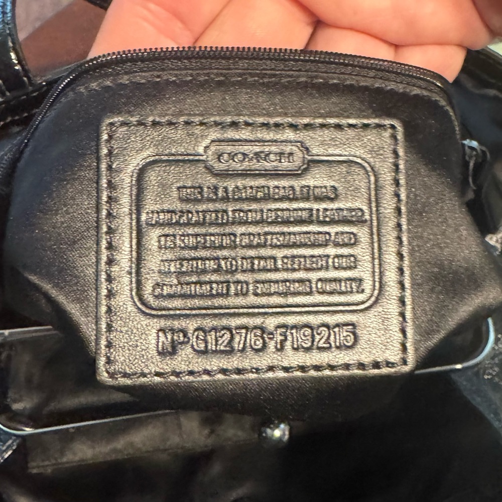 Coach | Bags | Coach F9215 Black Patent Leather Logo Kiss Lock Carryall ...